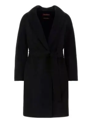 Max Mara Estremo Belted Shawl-collar Coat - Black