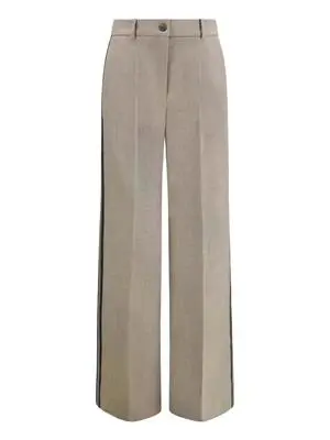 P.a.r.o.s.h Beige Side Stripe Wide-leg Trousers - Neutrals