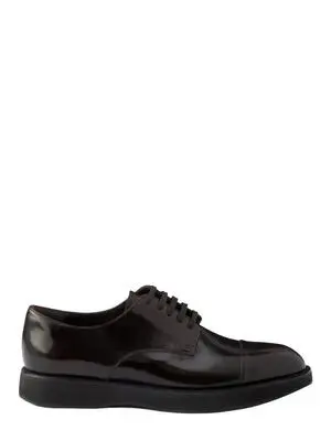 Prada Brushed Leather Lace-up Shoes - Brown