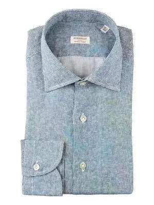 BORRIELLO NAPOLI Houndstooth-pattern Shirt - Blue