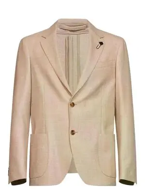 LARDINI Notched-lapel Single-breasted Blazer - Neutrals