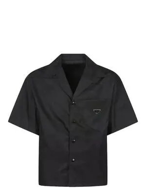 Prada Re-nylon Logo-plaque Shirt - Black