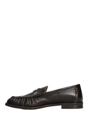 JULIE DEE Gathered Leather Loafers - Brown