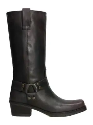 JULIE DEE Julie Dee Harness Detail Square Toe Biker Boots