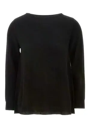 KANGRA Fine Knit Crew Neck Long Sleeve Sweater - Black