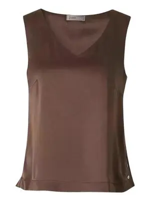Herno Satin Finish V-neck Blouse - Brown