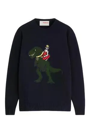 FIORUCCI Fiorucci T-Rex Patch Crew Neck Sweater