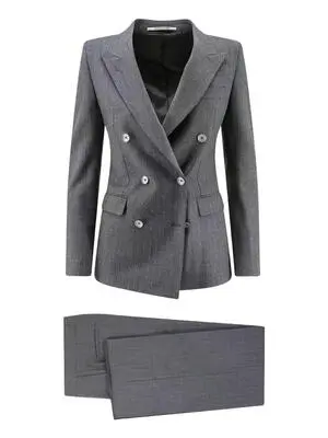 Tagliatore Double-breasted Pinstripe Jacket - Grey