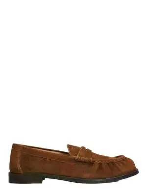 JULIE DEE Suede Penny Loafers - Brown