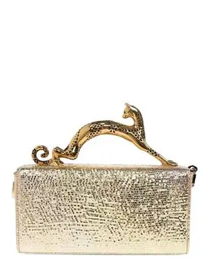LANVIN Pencil Cat Nano Bag In Crackled Metallic Leather - Gold