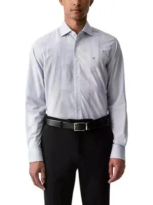 HACKETT LONDON Vertical-stripe Logo-embroidered Shirt - Blue