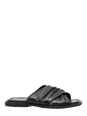 SERGIO MORETTI FIRENZE Crossover Strap Ruched Sandals - Black