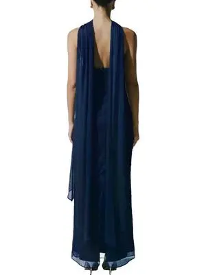 BAOBAB El Strapless Layered Chiffon Maxi Dress Blue