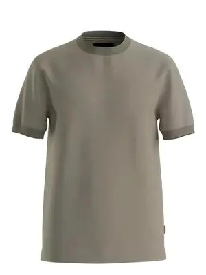 BOSS Ribbed-trim Wool T-shirt - Neutrals