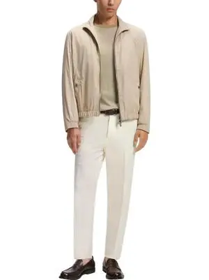BOSS Luxe Travel Wool T-shirt With Flat-knit Collar Neutrals