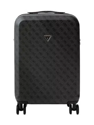 Guess Monogram Print Logo Plaque Suitcase - Black
