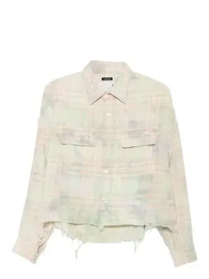 R13 Plaid Pattern Frayed Shirt - Neutrals