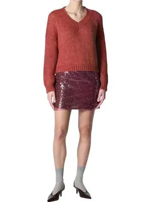 ROBERTO COLLINA V-neck Chunky Knit Sweater - Red