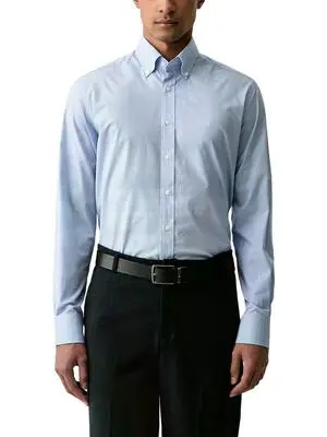 HACKETT LONDON Gingham-check Button-down Shirt - Blue