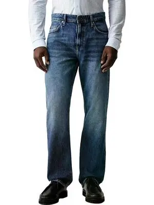 Guess Straight-leg Jeans With Logo Patch - Blue