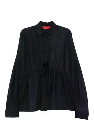 THELATEST Drawstring Waist Balloon Sleeve Shirt - Blue