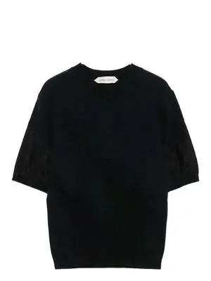 Alberta Ferretti Short Sleeve Sweater With Lace Paneling - Blue