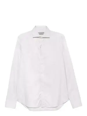 Canali Micro-check Spread-collar Shirt - Neutrals