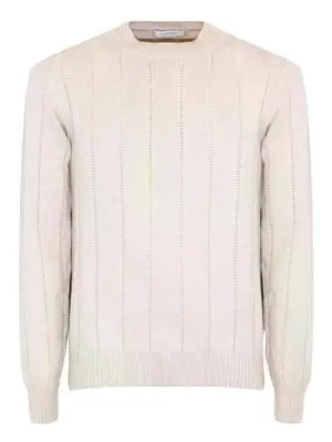CRUCIANI Ribbed-knit Crewneck Sweater - Neutrals