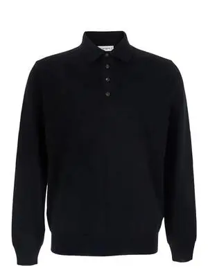 KANGRA Button-fastening Knitted Polo-shirt - Black