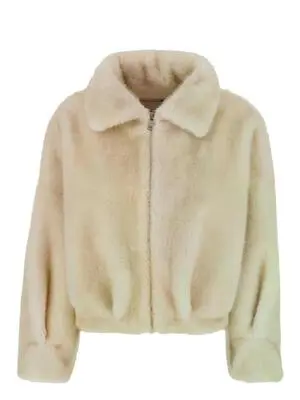 VALENTINI 1972 Faux Fur Zip-up Jacket - Neutrals