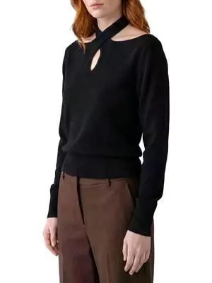 Federica Tosi Cross-neck Cut-out Sweater - Black