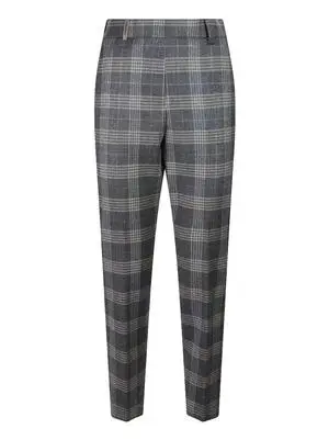 Peserico Check Pattern Tapered Trousers - Grey