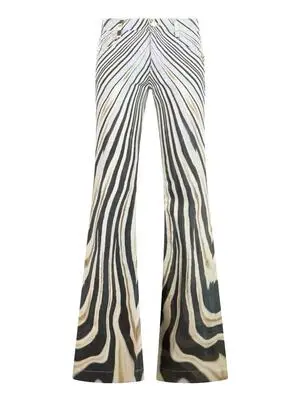 Roberto Cavalli Zebra Print Flared Trousers - Black
