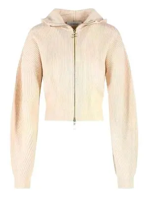 Sportmax Ribbed Knit Hooded Cardigan - Neutrals
