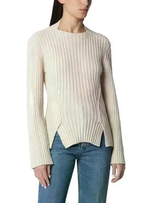 Victoria Beckham Ribbed Side-slit Sweater - Neutrals