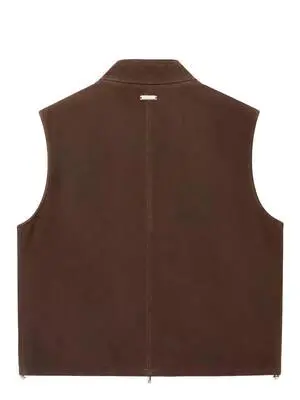 TOMBOLINI Suede Band-collar Vest - Brown