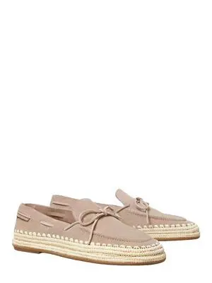 Tory Burch Tory Burch Boaty Raffia Trim Loafers Neutrals