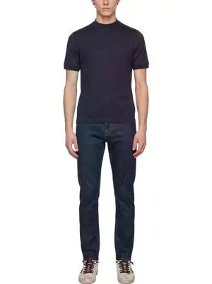 Canali Mock-neck T-shirt - Blue