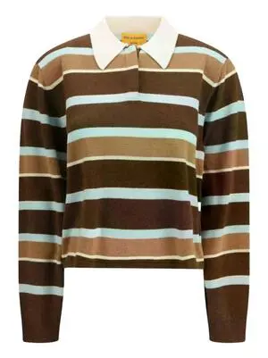 Guest In Residence Striped Cashmere Polo Sweater Brown