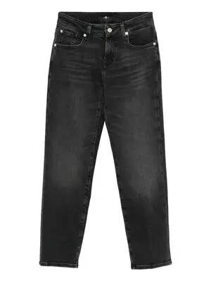 7 For All Mankind Faded Effect Cropped Jeans - Black