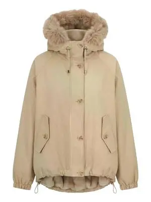 VALENTINI 1972 Hooded Coat With Faux Fur Trim - Neutrals