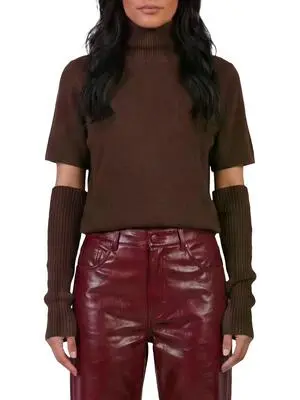 Federica Tosi Ribbed Knit High Neck Sweater - Brown