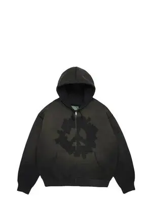 DENIM TEARS Peace Wreath Knockout Zip-up Hoodie - Black