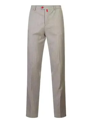 Kiton Straight-leg Trousers With Logo Detail - Grey