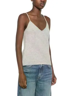 Eric Bompard Cashmere Spaghetti Strap V-neck Top - Grey