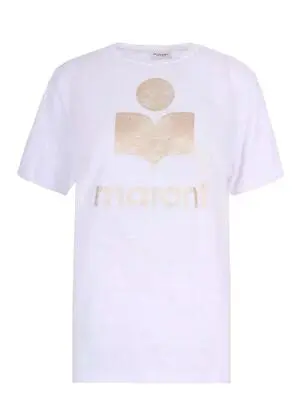 MARANT ETOILE Logo Print Linen T-shirt - White
