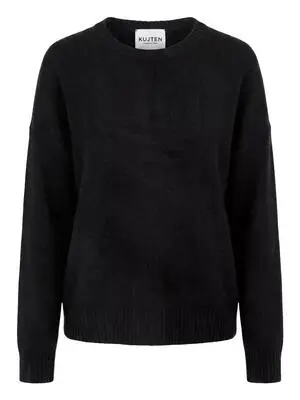 KUJTEN Fine-knit Drop-shoulder Sweater - Black