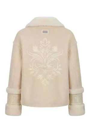 HIGH SOCIETY HIGH SOCIETY Alani Shearling-Trim Jacket With Embroidered Motif