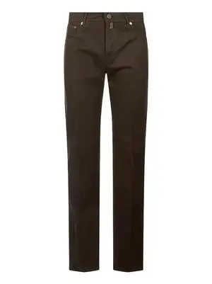 Kiton Logo-patch Straight-leg Jeans - Brown