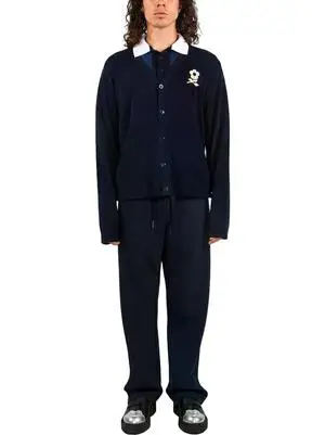MAISON HIDEOUT Logo-print Button-up Cardigan - Blue